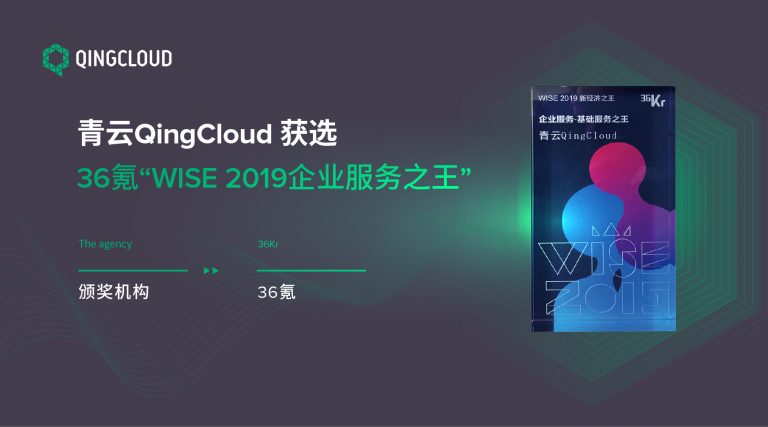 青云QingCloud 获选 36氪“WISE 2019 企业服务之王” | 青云志